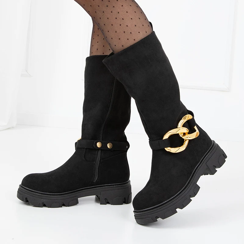 Ctogo GOGO Juodi moteriški ekologiški zomšiniai batai su „Helari ...