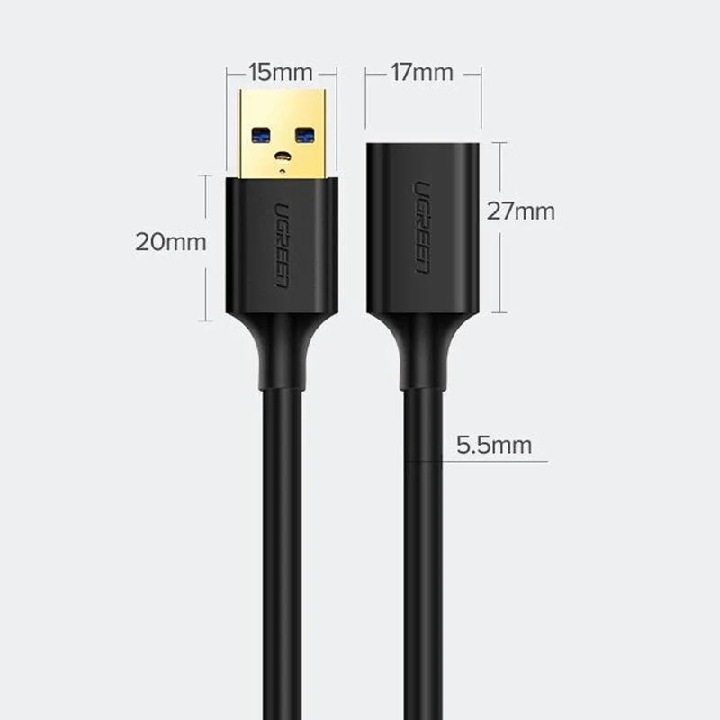 UGREEN USB A (moteriškas) adapterio ilgintuvas USB 3.0 5Gb/s 0,5 m ...